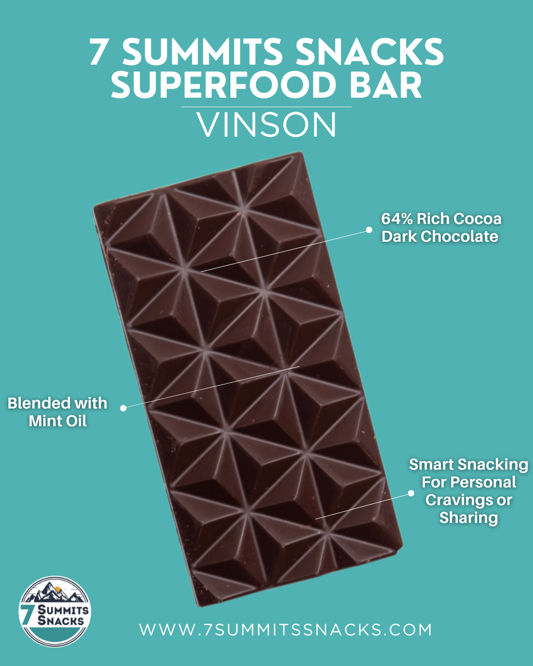 Vinson Dark Chocolate with Mint Superfood Bar (80g x6) – 7 Summits Snacks